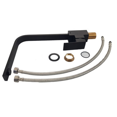 Mixer Tap Square Mono Brass Faucet Kitchen Tap Black Finish Square Neck ...