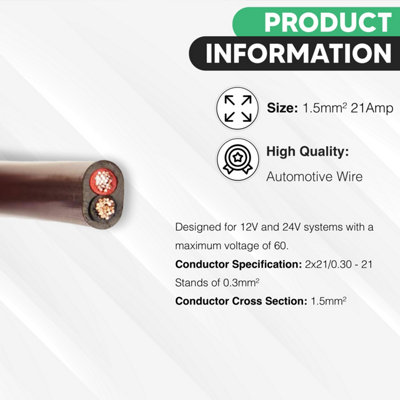 MKGT 2 Core Flat Twin Thin Wall 12v 24v Automotive Wiring Red Black ...