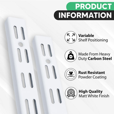 MKGT 430mm Twin Slot Uprights - White Genuine 32mm Adjustable Wall ...