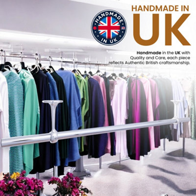 MKGT Polished Chrome Hanging Rail Set 25mm Round Metal Wardrobe Shop ...