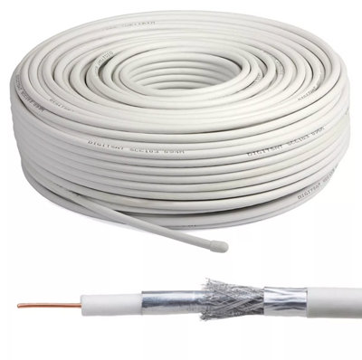 MKGT RG6 Satellite Digital TV Aerial Coax Cable Coaxial (White, 30 Metres)