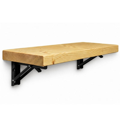 MKGT Rustic Folding Wall Mounted Breakfast Bar Table Antique Pine 50cm