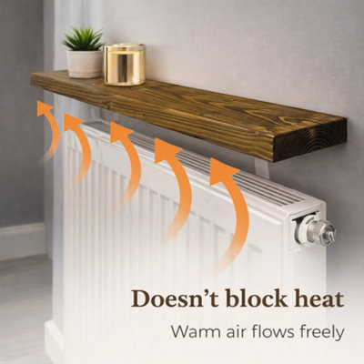MKGT Solid Wood Radiator Shelf, No Drill with Brackets, Handmade in UK ...