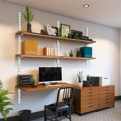 MKGT Twin Slot Wall Mounted Shelving Bracket, Heavy Duty Steel Brackets ...