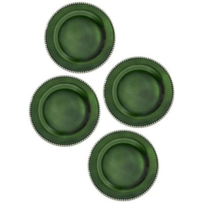 MM Living Set Of 4 Green Bobble Dinner Plate Stoneware 29cm