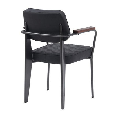 MMT Vintage Dining Chairs Set of 2, Black with Wooden Arm Rest & Retro ...