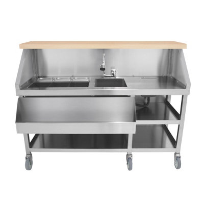 Mobile Cocktail Bar Station Stainless Steel Event Prep Serving Counter