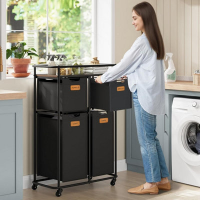 Mobile Laundry System, Wheeled Sorting Station with Removable Bags and ...