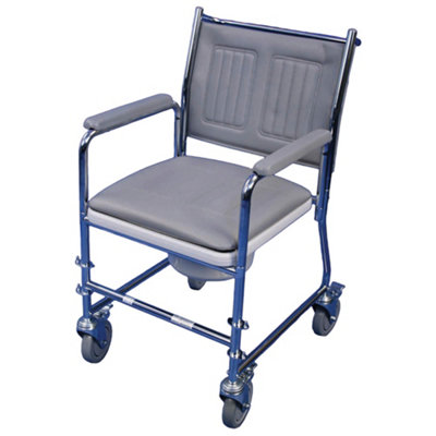 Mobile Wheeled Commode - 190kg Weight Limit - 7.5 Litre Pail - Braked ...