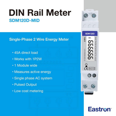 Modbus Single Phase, Electric Energy Meter - Pulse Output 1 1000imp/kWh ...