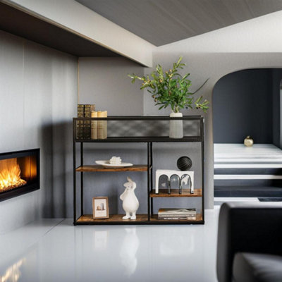 Modcraft 4-Tier Industrial Console Table with Wire Basket