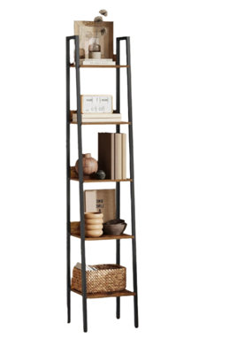 MODCRAFT 5 Tier Narrow Ladder Shelf, Rustic Style , 170cm