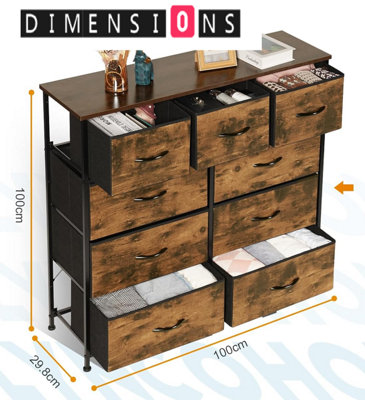 MODCRAFT 9-Drawer Fabric Chest of Drawers with Wooden Top