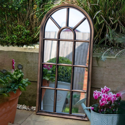 Modena Arched Copper Distressed Outdoor Garden Wall Mirror - Indoor or ...