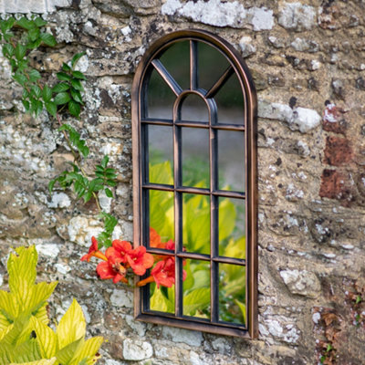 Modena Arched Copper Distressed Outdoor Garden Wall Mirror - Indoor or ...
