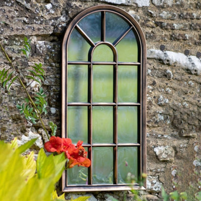 Modena Arched Copper Distressed Outdoor Garden Wall Mirror - Indoor or ...