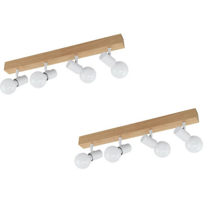 Modern 2-Pack 4 Spot Wall and Ceiling Lights in Brown and White Finish ...
