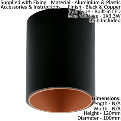 MODERN 2 PACK BLACK AND COPPER ROUND LED DOWNLIGHTS FOR WALL AND CEILING