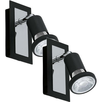 Modern 2 Pack Wall Spot Lights in Black and Chrome with Rocker Switch ...
