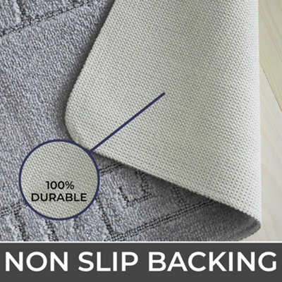 Modern 2 Piece Greek Key Pattern Non-Slip Bath Mat and Pedestal Set ...