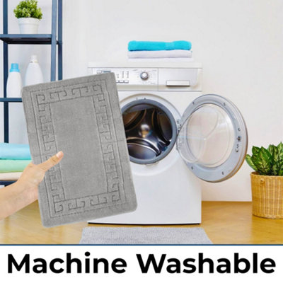 Modern 2 Piece Greek Key Pattern Non-Slip Bath Mat and Pedestal Set ...