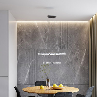Modern 2 Tier Circular Adjustable Crystal Ceiling Mount LED Pendant ...