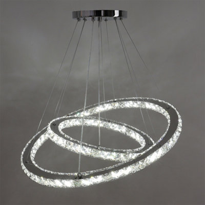 Modern 2 Tier Circular Adjustable Crystal Ceiling Mount LED Pendant ...
