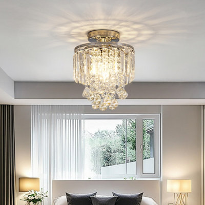 Modern 23cm Dia Chandelier Droplet Crystal Ball Chrome Mount Ceiling ...