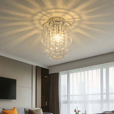 Modern 23cm Dia Chandelier Droplet Crystal Ball Chrome Mount Ceiling ...