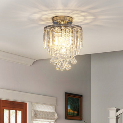 Modern 23cm Dia Chandelier Droplet Crystal Ball Chrome Mount Ceiling ...