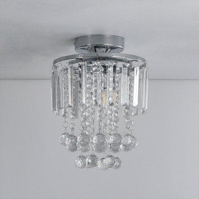 Modern 23cm Dia Chandelier Droplet Crystal Ball Chrome Mount Ceiling ...