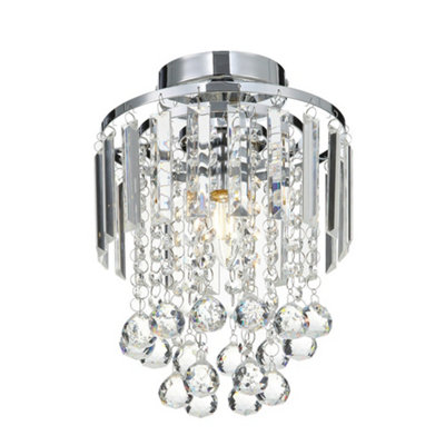 Modern 23cm Dia Chandelier Droplet Crystal Ball Chrome Mount Ceiling ...