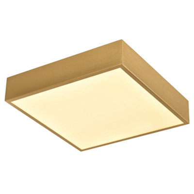 Modern 25w LED Flush Square Ceiling Light in Brushed Gold with Opal ...