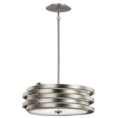 Modern 3 Bulb Ceiling Pendant Light in Brushed Nickel - LED E27 Compatible