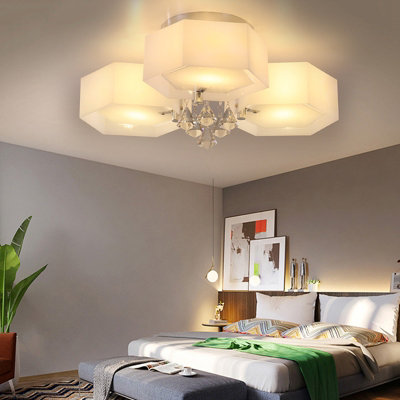 Modern 3-Light Hexagonal Shades LED Semi Flush Ceiling Light with Remote
