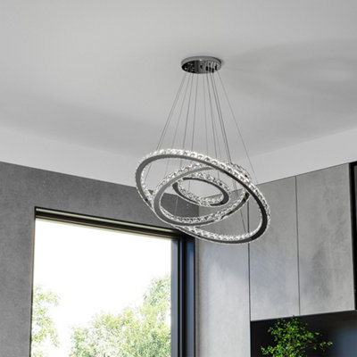 Modern 3 Tier Circular Adjustable Linear Hanging Crystal LED Ceiling ...