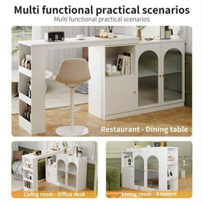 Modern 360 Degree Rotating Bar Cabinet with Glass Door Storage, Main ...