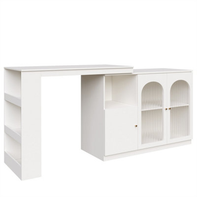 Modern 360 Degree Rotating Bar Cabinet with Glass Door Storage, Main ...