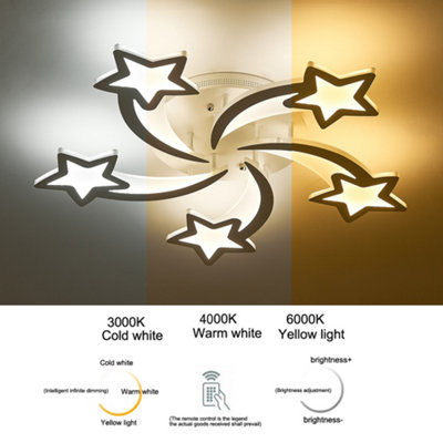 Modern 5 Head Childlike Shooting Stars LED Energy Efficient Ceiling ...