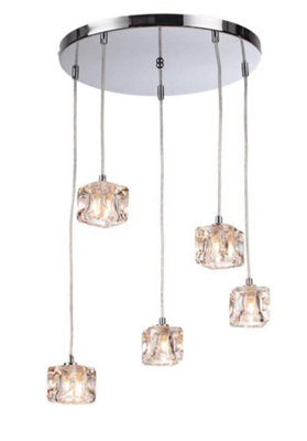 Modern 5 Light Ice Cube Spiral Cluster Ceiling Pendant Light from Lights4Living - LED Compatible