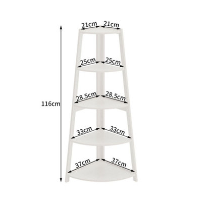 Modern 5 Tier Wooden Ladder Corner Shelf Rack Shelf Bookcase Home ...