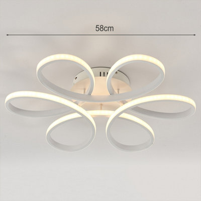 Modern 6 Curved Shape Acrylic Petal LED Dimmable Ceiling Light Fixture 58cm