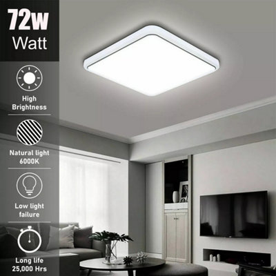 Modern 72W Square LED Ceiling Light - Cool White, Flush Fitting