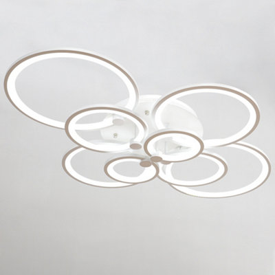 Modern 8 Circular Metal and Acrylic LED Semi Flush Ceiling Light ...