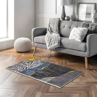 Modern Abstract Geometric Rectangle Faux Cashmere Indoor Area Rug ...