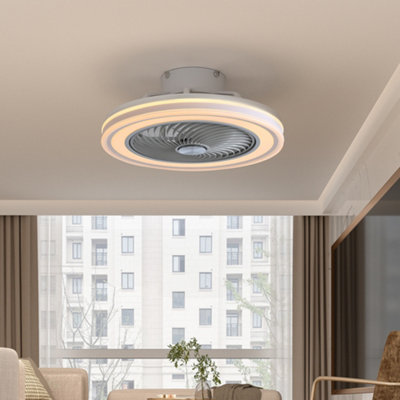 Modern Acrylic Enclosed Ceiling Fan with Smart LED Dimmable Lighting ...