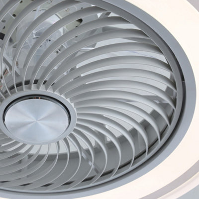Modern Acrylic Enclosed Ceiling Fan with Smart LED Dimmable Lighting ...