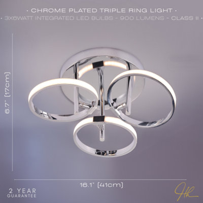 Modern Adjustable Polished Chrome Plated Halo Rings LED Ceiling ...