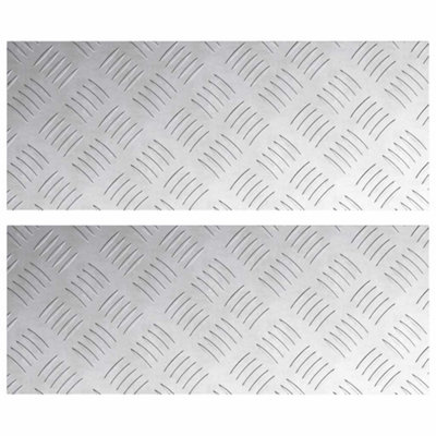 Modern Aluminium Checker Plates Set of 2 Non-Slip 20x50 cm
