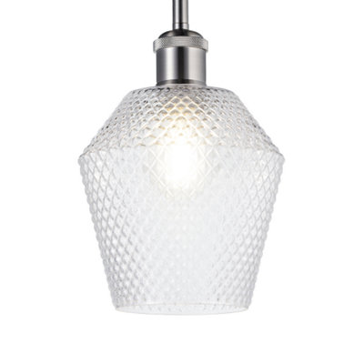 Modern and Compact Diamond Design Clear Glass Pendant Lamp Shade - 17cm ...
